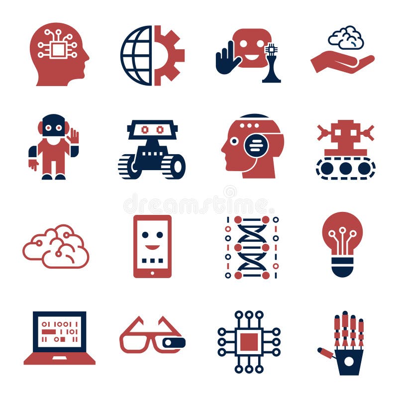 Artificial Intelligence Self Learning Icon Set Stock Illustration - Illustration of learn ...