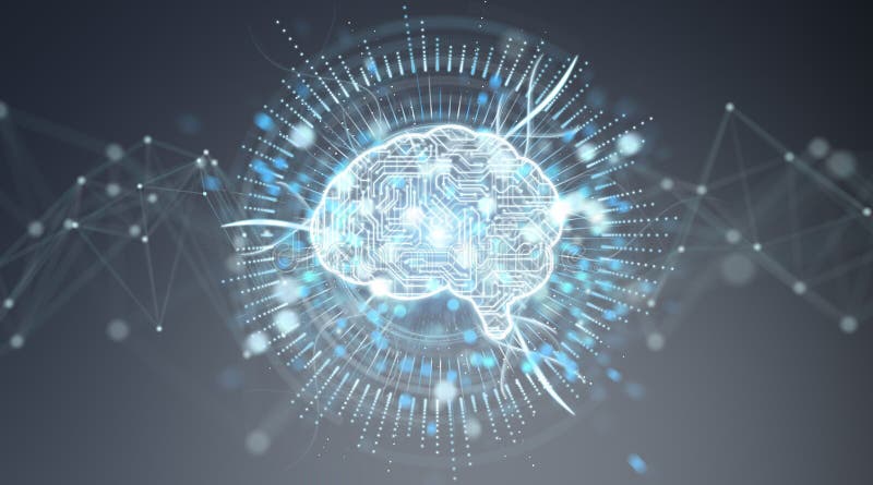 Digital Artificial Intelligence Icon Hologram 3D Rendering Stock ...