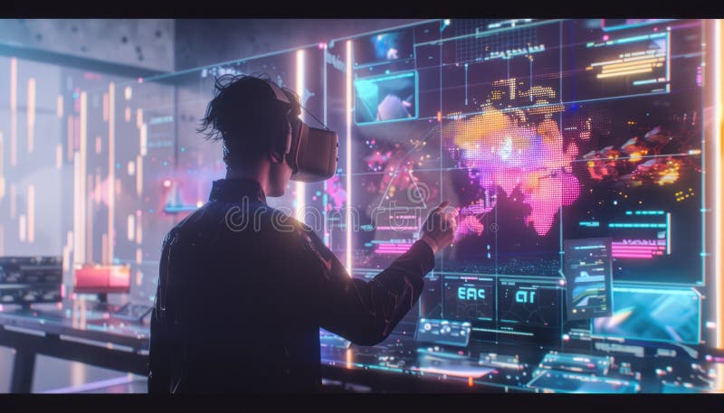 Digital Artist with AI in High-Tech Studio AIG60 Stock Photo - Image of ...