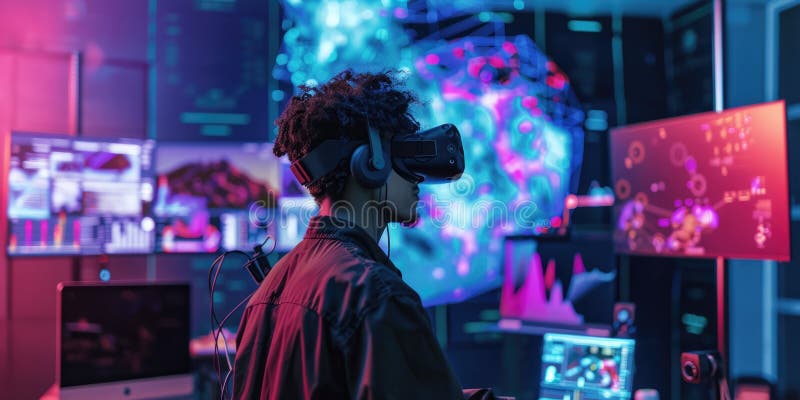 Digital Artist with AI in Immersive Studio AIG60 Stock Illustration ...