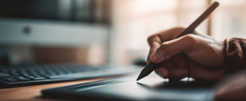 The Digital Artist Creating Stunning Designs with a Graphics Tablet and ...