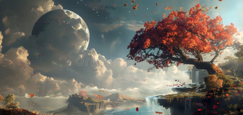Digital Artist Creating a Surreal Landscape, Imaginative Design Stock ...