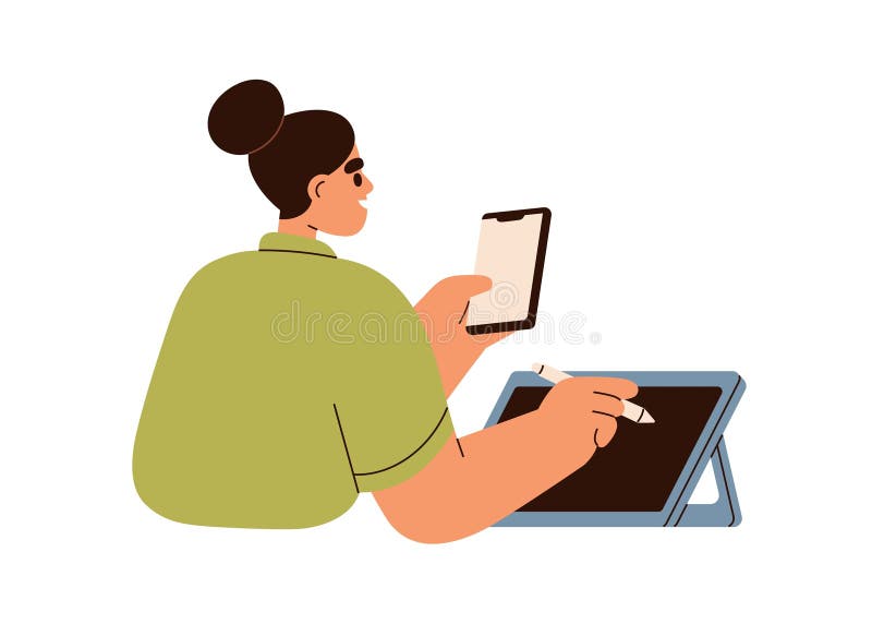 Girl Holding Phone Drawing Stock Illustrations – 870 Girl Holding Phone ...