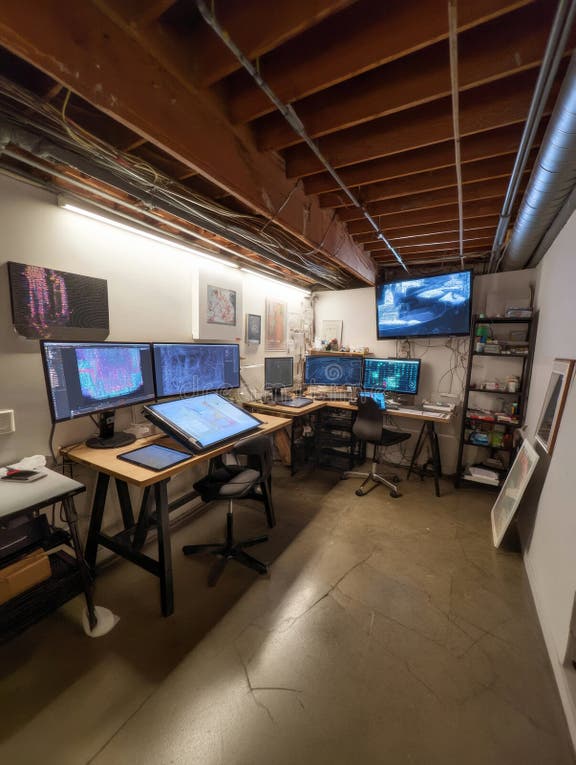 Digital Artist Studio with Multiple Screens and Tablets for Creative Projects in a Well ...
