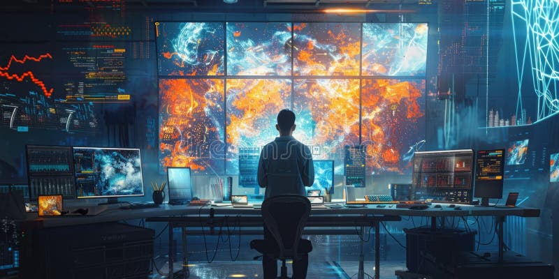 Digital Artist with AI in High-Tech Studio AIG60 Stock Image - Image of ...