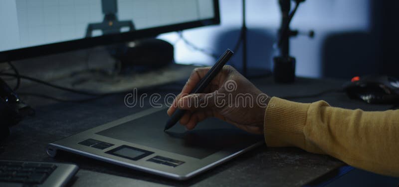 Digital Artist Using a Graphics Tablet Stock Photo - Image of screen ...