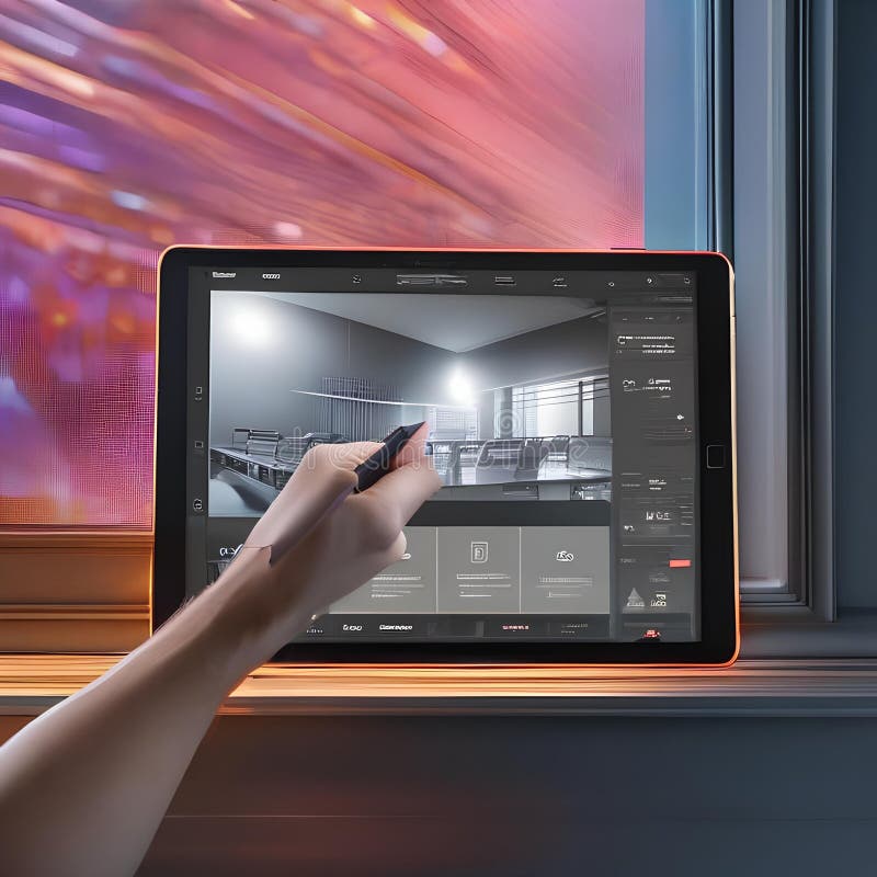 A Digital Artist Using a Stylus on a High-resolution Tablet To Create a ...
