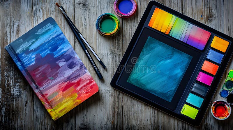 Digital Artist Workspace with Tools and Color Palette Stock ...