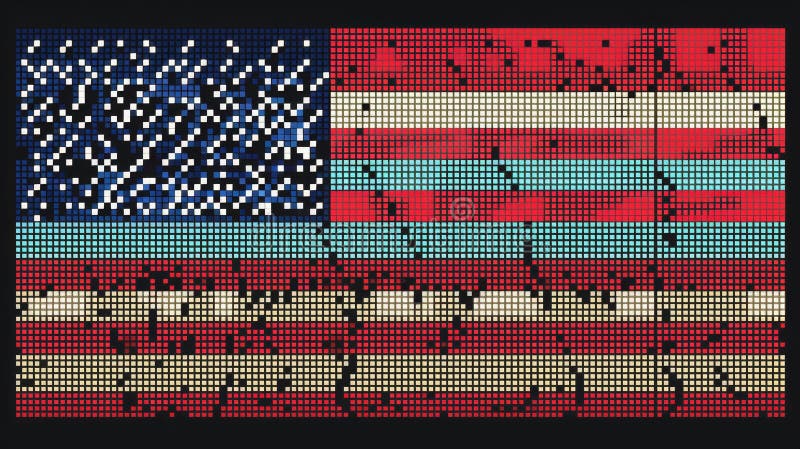 Digital Artistic Depiction of American Flag Glitch Effect Stock Image ...