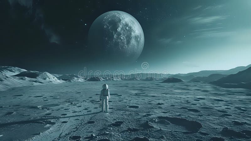 Lunar Loneliness Amidst Stars./n Stock Illustration - Illustration of ...