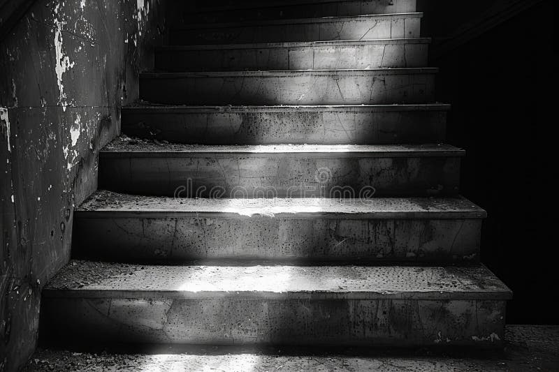 Digital Artwork of Abstract Black and White Photo of Stairs, Shadows ...