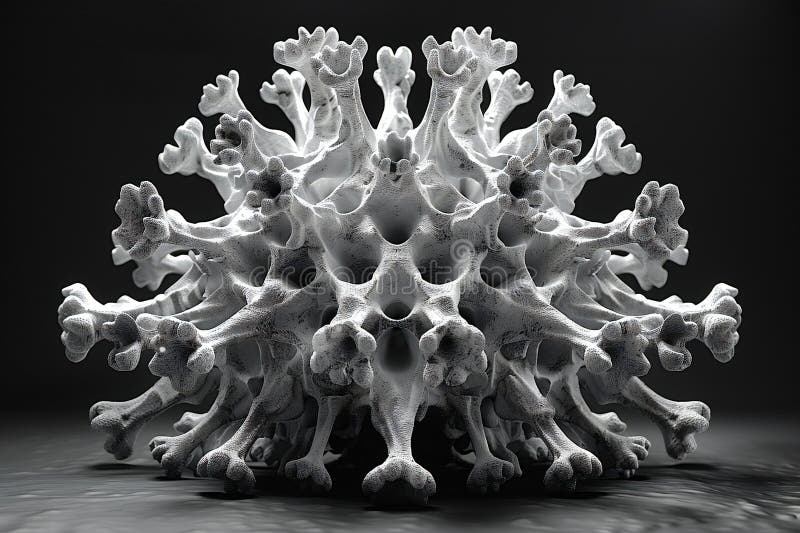 Digital Artwork of of an Abstract Coronavirus on a Black Background in ...