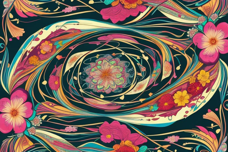 Abstract Floral Pattern, Flowers Against a Dynamic Background of ...