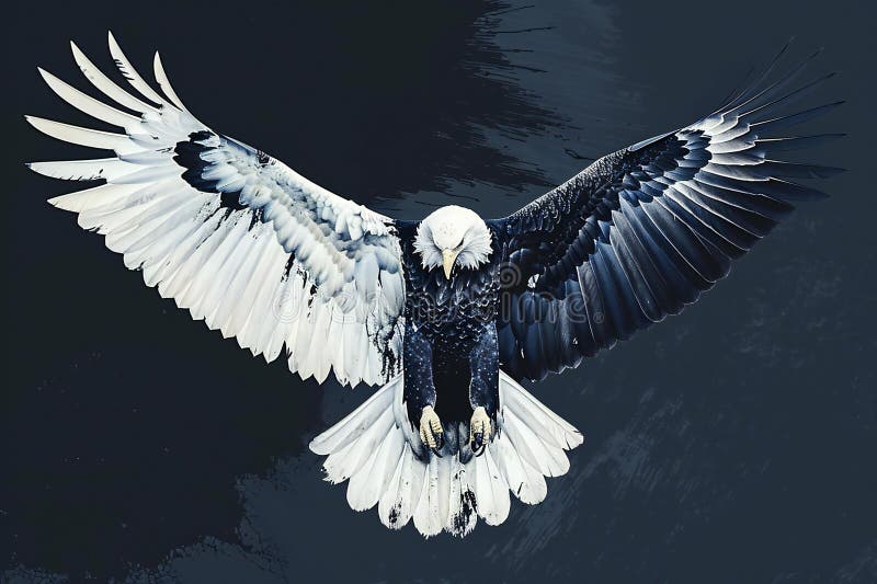 Digital Artwork of Anamorph Bald Eagle Flying with a Spatulate, High ...