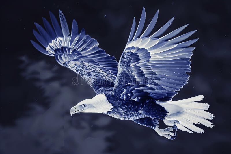Digital Artwork of Anamorph Bald Eagle Flying with a Spatulate, High ...