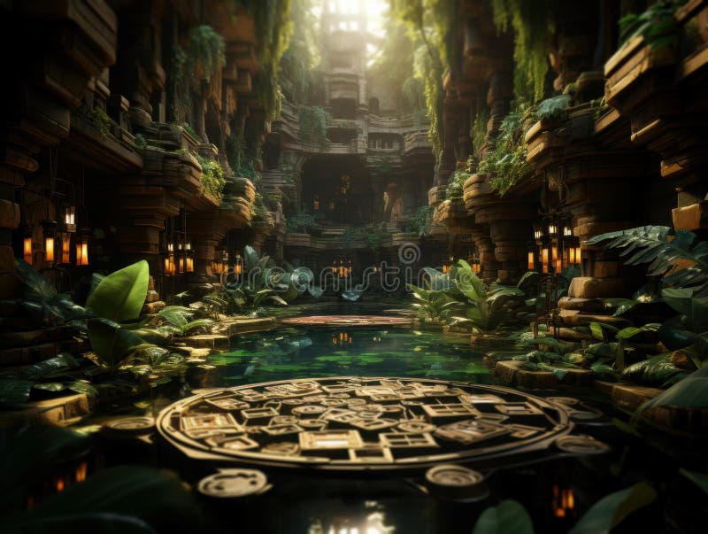 A Digital Artwork of an Ancient, Mystical Underground Chamber with ...