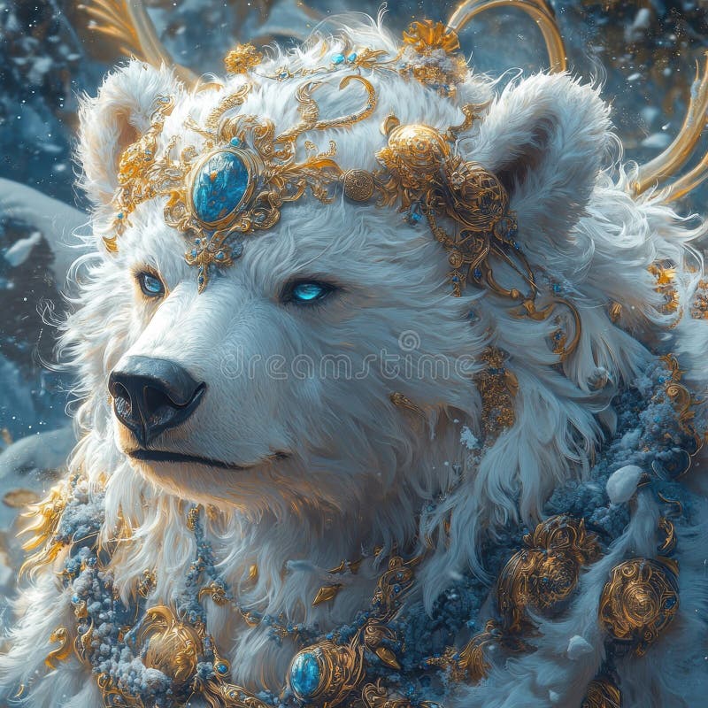 Digital Artwork of an Anthropomorphized Bear, Wearing Jewelry and ...