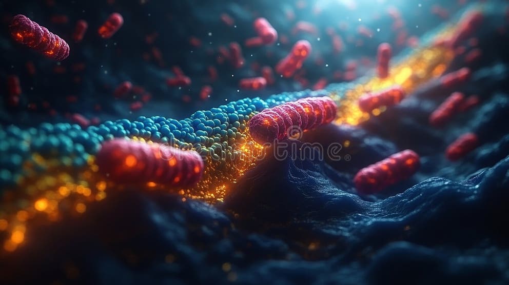 Digital Artwork of Bacteria and Cell Membrane Representation Stock ...