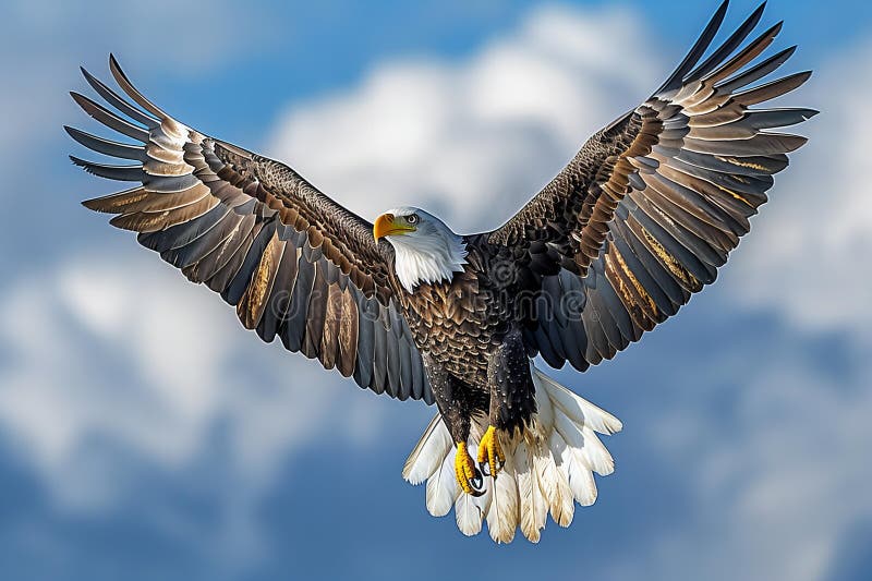 Eagle Flies in Colorful Sky Stock Illustration - Illustration of ...