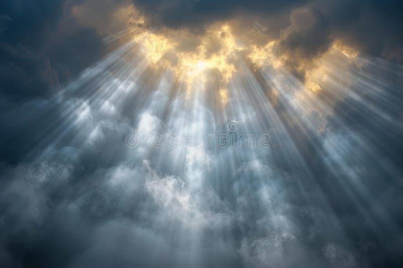 Digital Artwork of Beam of Light Shining through the Clouds ...