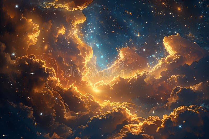 Digital Artwork of Beautiful Cloud Scene in Space with Stars and Clouds ...