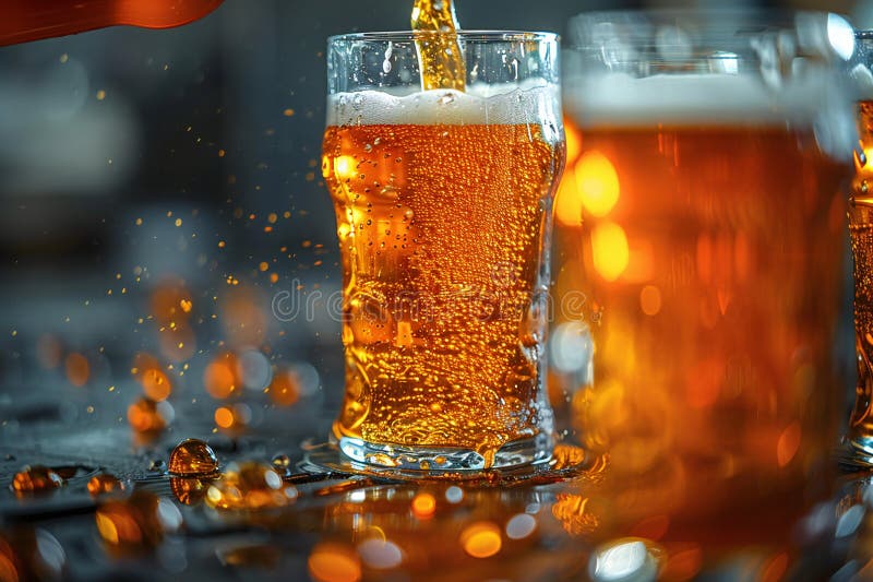 Digital Artwork of Beer Being Poured into the Glass, High Quality, High ...