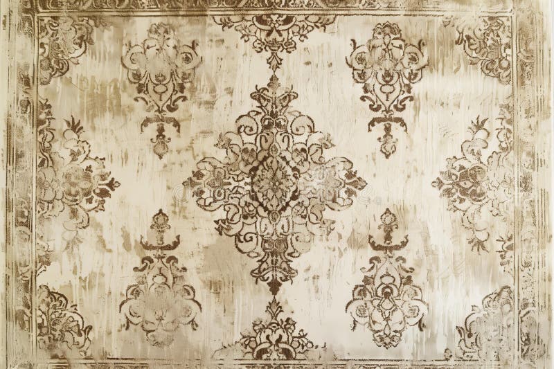 Digital Artwork of Beige Distressed Rug Texture with Subtle Floral ...