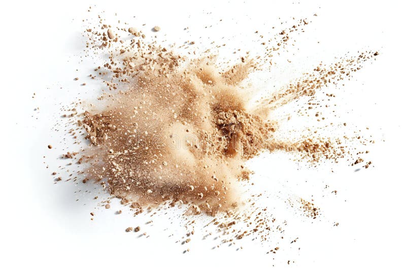 Digital Artwork of Beige Sand Splash Isolated on White Background, Top ...