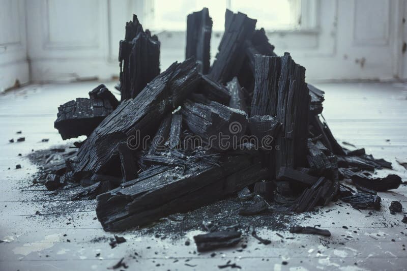 Digital Artwork of Black Smashed Wood Logs on the Floor, High Quality ...
