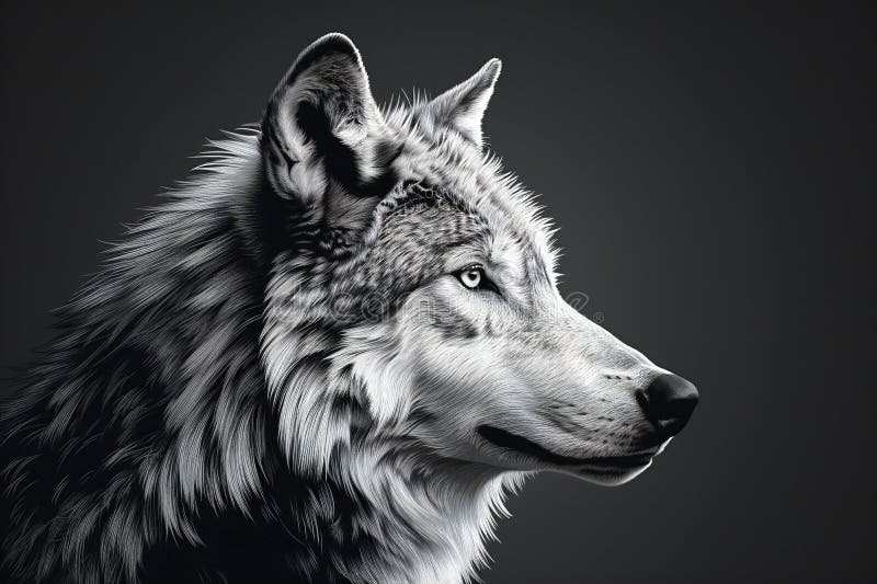 Digital Artwork of Black and White Wolf Logo, High Quality, High ...