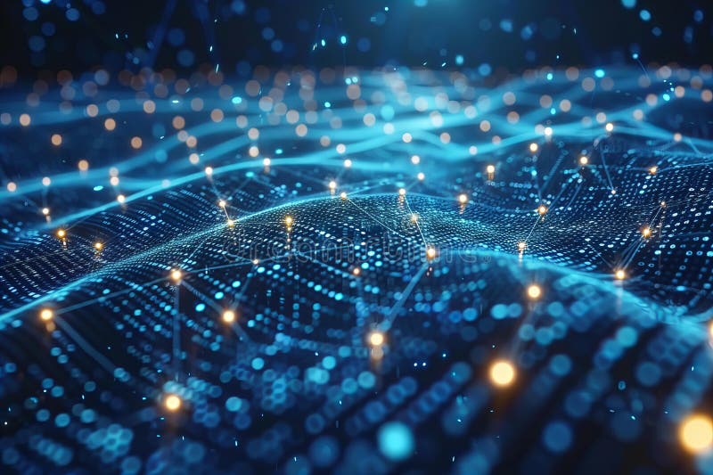 Digital Artwork of Blue Background with Binary Code and Digital Network ...