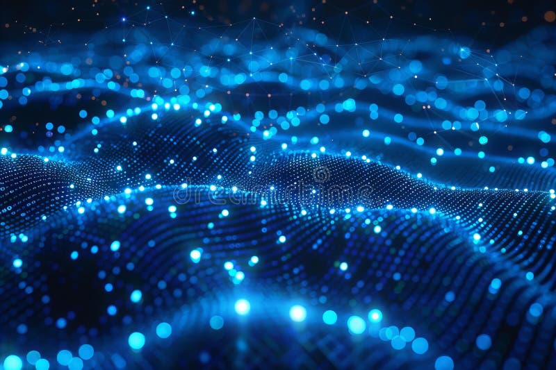 Digital Artwork of Blue Binary Code Background with Glowing Digital Network and Cyber ...