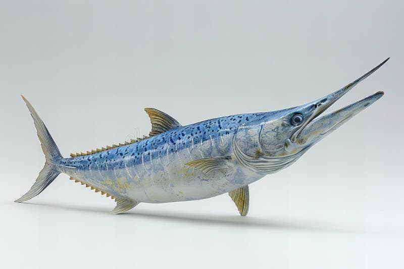 Digital Artwork of Blue Marlin Illustration, White Background, Simple ...