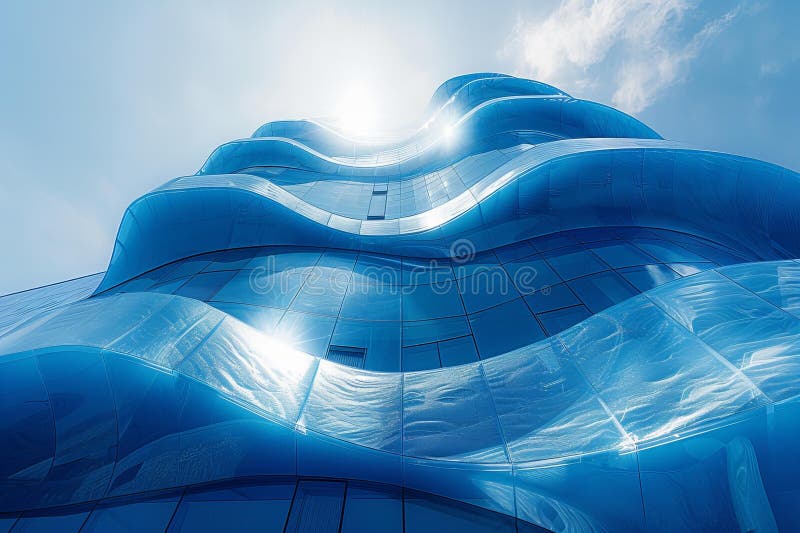 Digital Artwork of Blue Modern High Rise Building in Front of Sunlight ...