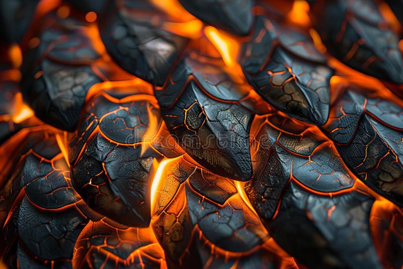 Digital Artwork of Closeup of Dragon Scales Burning with Flames ...