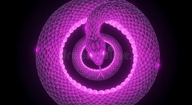 A Digital Artwork of a Coiled Snake, Viewed from Above. the Snake is ...
