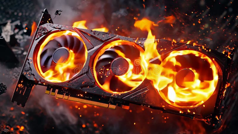 A Close Up of a Video Card with Flames Coming Out of it Stock Video ...