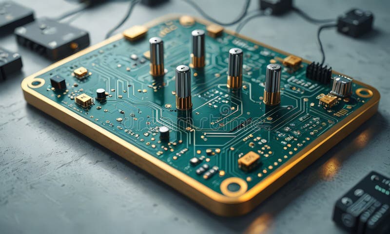 Circuit Board with Several Electronic Components Stock Illustration ...