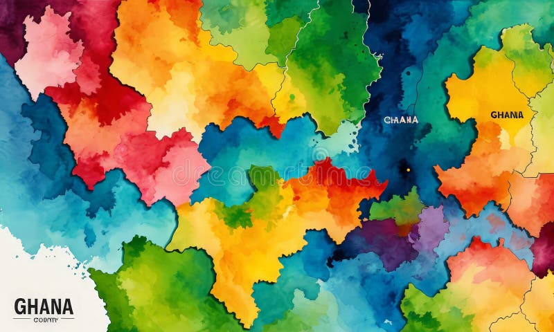 Map Ghana with Colorful Watercolors Stock Illustration - Illustration ...