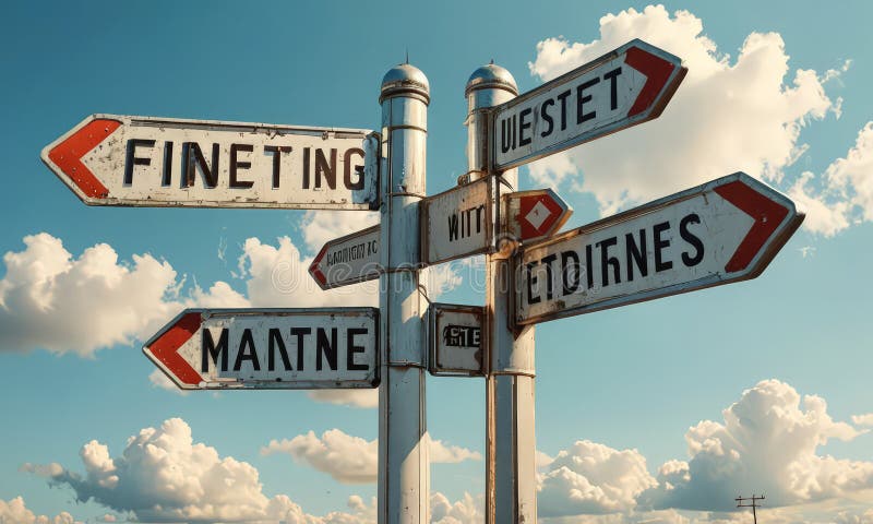 Pole with multiple signs stock illustration. Illustration of street ...