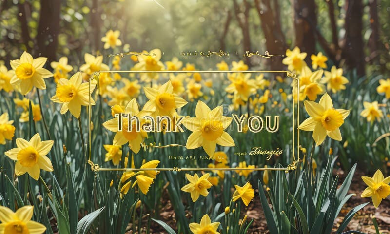 Thank you with daffores stock illustration. Illustration of blooming ...