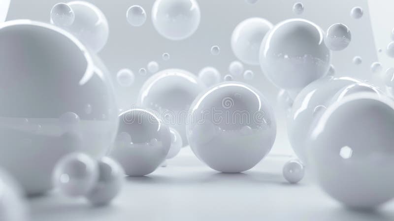Digital Artwork with 3D White Spheres in Abstract Space, Using ...