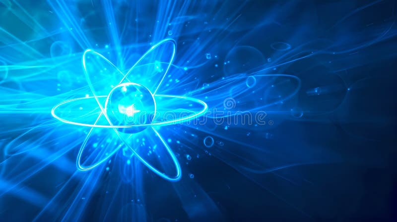 Vibrant Blue Atom Illustration, Science Concept Art in a Digital Style ...