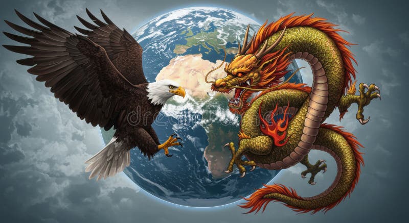 Eagle Vs Dragon: Global Power Struggle Stock Illustration ...
