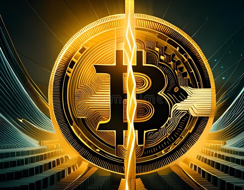 Digital Artwork Depicting the Concept of Bitcoin Halving, Featuring a ...