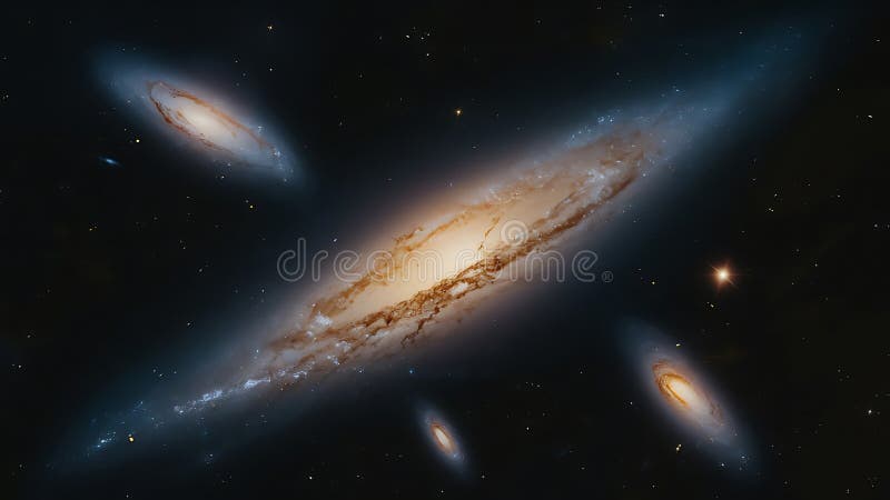 Digital Artwork Depicting a Cosmic Scene with Multiple Galaxies Stock ...