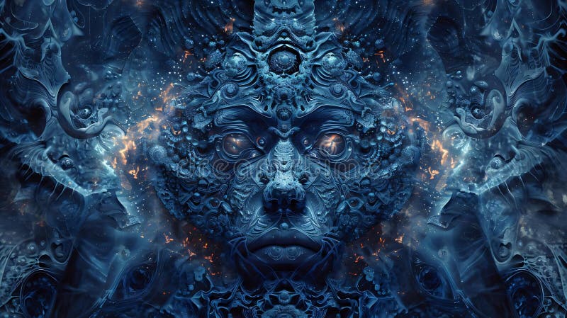 Digital Artwork Depicting Face Surrounded Intricate Patterns Evoking ...