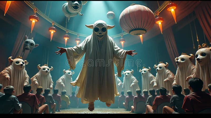 Surreal Spectacle: a Ghostly Figure and Cryptic Creatures Stock Footage ...