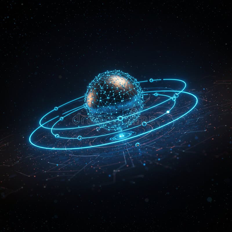 A Digital Artwork Depicting a Glowing Blue Sphere with a Network ...