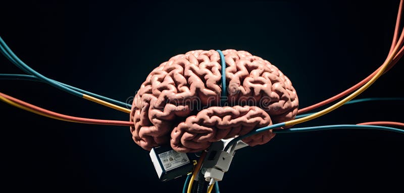 A Computer Generated Image of a Human Brain with Wires Coming Out of it ...